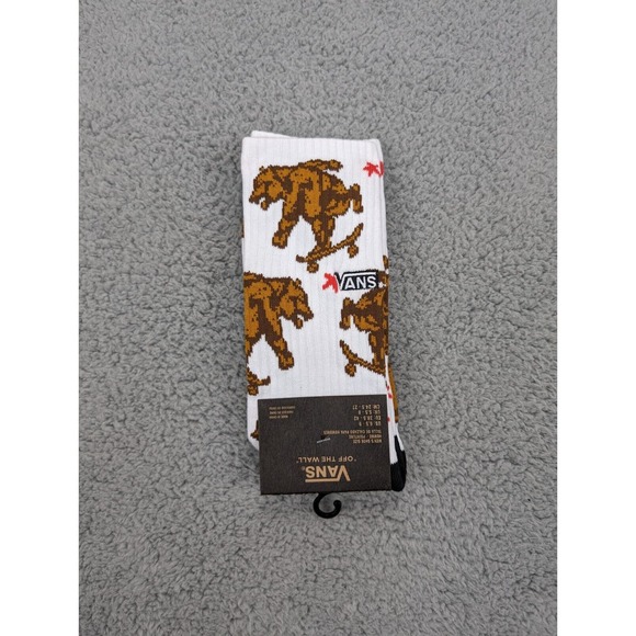 Vans | Underwear & Socks | Vans Crew Socks Mens Womens 659 White Brown Bears Skateboard Stars ...